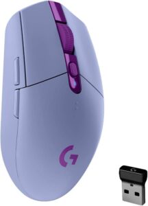 logitech g305 lightspeed wireless gaming mouse, hero 12k sensor, 12,000 dpi, lightweight, 6 programmable buttons, 250h battery life, on-board memory, pc/mac - lilac