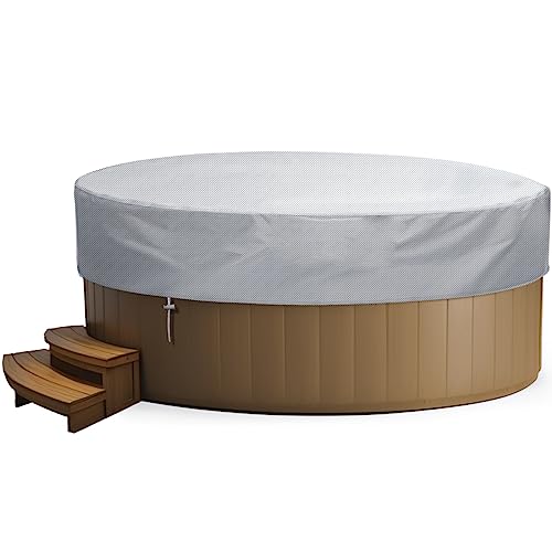 skyfiree Round Hot Tub Cover Swimming Pool Dust Cover Waterproof Outdoor Spa Covers for Bathtub/Salu/Bubble Message Spa,79" Dx12 H,Gray