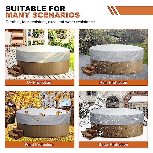 skyfiree Round Hot Tub Cover Swimming Pool Dust Cover Waterproof Outdoor Spa Covers for Bathtub/Salu/Bubble Message Spa,79" Dx12 H,Gray