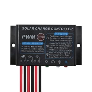 10a solar charge controller ip68 waterproof charge controller 12v/24v pwm solar panel battery intelligent regulator for rv boat car solar controller for 3sli(nicomn)o2 battery