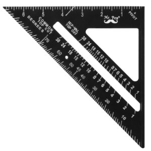 mr. pen- rafter square, metal square, 7 inch, carpenters square, square tool, metal square ruler, carpentry squares, woodworking square, square angle tool, aluminum rafter square, carpenter square