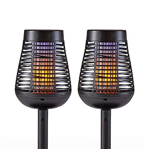 PIC Solar Insect Killer Torch (DFST), Bug Zapper and Flame Accent Light, Kills Bugs on Contact - Twin Pack