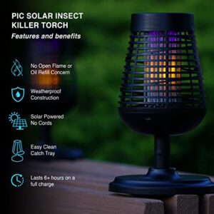 PIC Solar Insect Killer Torch (DFST), Bug Zapper and Flame Accent Light, Kills Bugs on Contact - Twin Pack