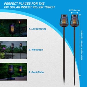 PIC Solar Insect Killer Torch (DFST), Bug Zapper and Flame Accent Light, Kills Bugs on Contact - Twin Pack