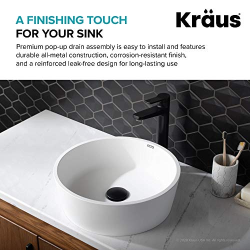 Kraus PU-10MB Pop-Up Drain, 8 5/8 Inch, Matte Black