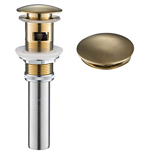 KRAUS Pop-Up Drain with Overflow in Brushed Gold, PU-11BG