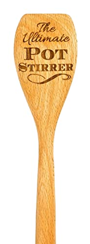 Ultimate Pot Stirrer Wooden Spoon, Sturdy Wooden Cooking Utensil, Funny Stirring The Pot Gag Gift For Mom, Dad, Grandma, Grandpa, Personalized Engraved Gift, Stir the Pot, Wooden Cooking Spoon