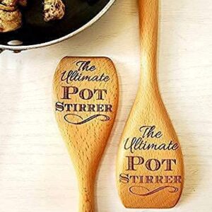 Ultimate Pot Stirrer Wooden Spoon, Sturdy Wooden Cooking Utensil, Funny Stirring The Pot Gag Gift For Mom, Dad, Grandma, Grandpa, Personalized Engraved Gift, Stir the Pot, Wooden Cooking Spoon