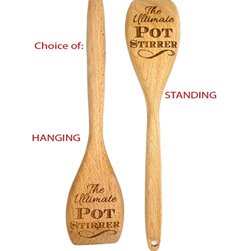 Ultimate Pot Stirrer Wooden Spoon, Sturdy Wooden Cooking Utensil, Funny Stirring The Pot Gag Gift For Mom, Dad, Grandma, Grandpa, Personalized Engraved Gift, Stir the Pot, Wooden Cooking Spoon