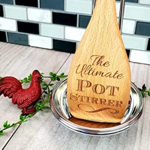 Ultimate Pot Stirrer Wooden Spoon, Sturdy Wooden Cooking Utensil, Funny Stirring The Pot Gag Gift For Mom, Dad, Grandma, Grandpa, Personalized Engraved Gift, Stir the Pot, Wooden Cooking Spoon