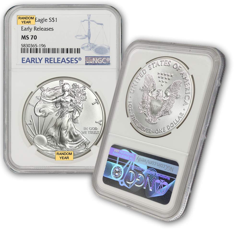 2006 - Present (Random Year) 1 oz American Silver Eagle MS-70 (Type 1 or Type 2 - Early Releases) $1 NGC Mint State