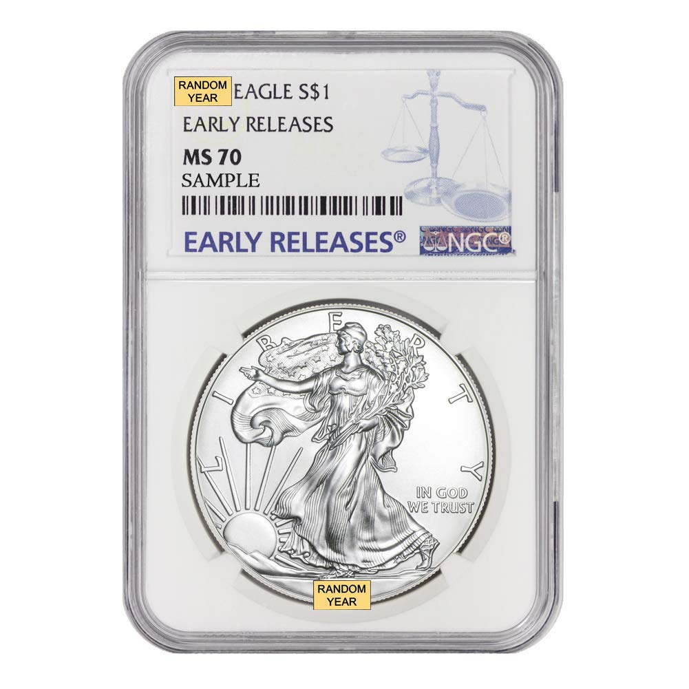 2006 - Present (Random Year) 1 oz American Silver Eagle MS-70 (Type 1 or Type 2 - Early Releases) $1 NGC Mint State