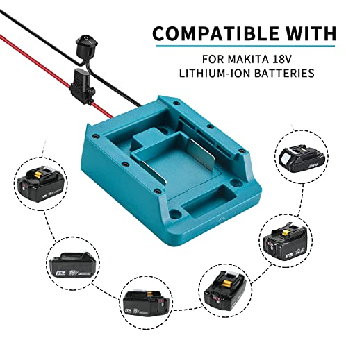 Anztek Fit for MAKITA 18v Battery Power Mount Connector Adapter Dock Holder with 14 awg Wires