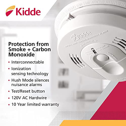 Kidde Hardwired Smoke & Carbon Monoxide Detector, Battery Backup, Interconnectable, LED Warning Light Indicators