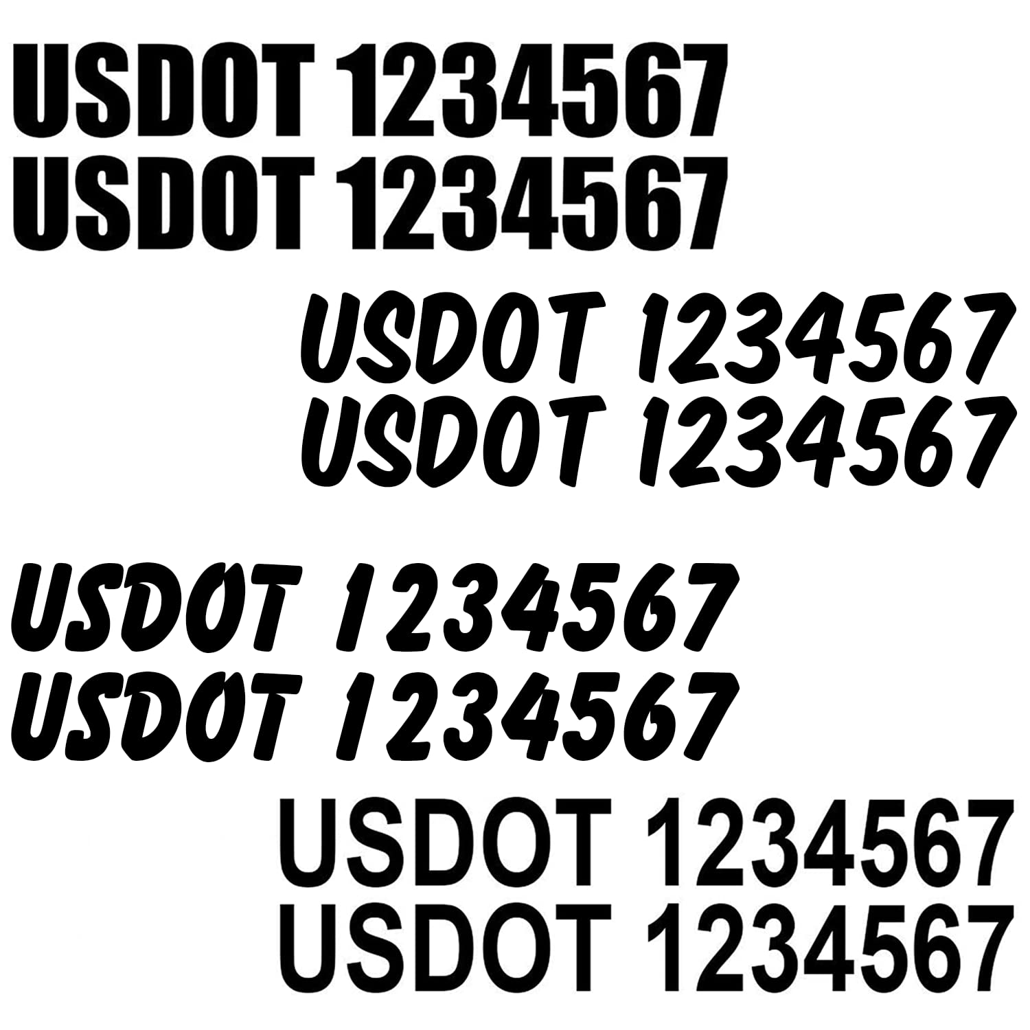 Set of 2 Custom USDOT US DOT Number Decals - add MC Company Name Location VIN CA or KYU Number - For Semi Trucks Tractor Tow Commercial Van Pick up Decal Sticker Graphic v2