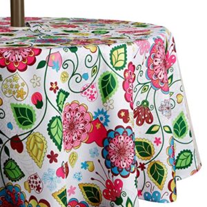 EHouseHome Outdoor and Indoor 60inch Round Tablecloth with Umbrella Hole and Zipper, Waterproof Zippered Patio Table Cloths, Spring/Summer Table Covers for Backyard Circular Table/BBQs/Picnic