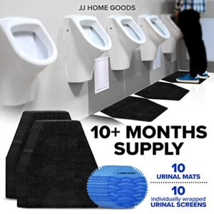 JJ CARE Urinal Mats [10 Black Urinal Pads + 10 Blue Urinal Screen Deodorizer] - Non-Slip Urinal Floor Mats, Deodorization Urinal Mats for Men Bathroom Commercial Bathroom Urinal Toilet Floor Mat