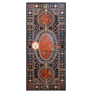 rectangular pietra dura marble big 106"x47" dining table top mosaic inlay restaurant decor