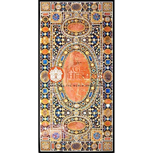 Marble Top Large Conference 95"x48" Dining Table Italian Inlay Pietra Dura Furniture Decor