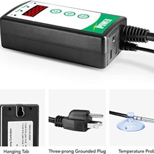 iPower 2-Pack Digital Heat Mat Thermostat 40-108 Degrees Fahrenheit Warming Pad Temperature Controller for Germination, Seedlings Rooting, Brewing, 1000W-Green, White