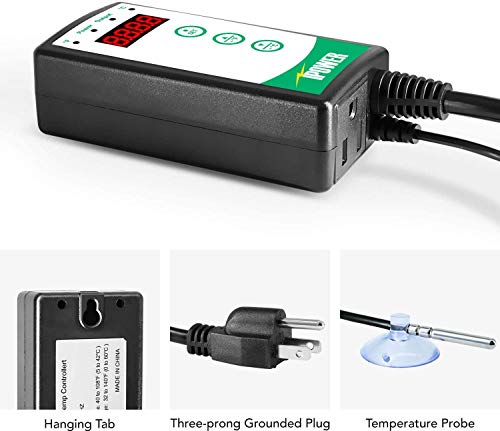 iPower 2-Pack Digital Heat Mat Thermostat 40-108 Degrees Fahrenheit Warming Pad Temperature Controller for Germination, Seedlings Rooting, Brewing, 1000W-Green, White