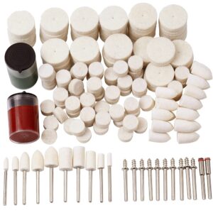 felt wool polishing buffing pad set wheel grinding head point & mandrel kit accessories tools compatible for dremel