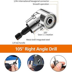 Universal Socket Wrench Tool and Flexible Drill Bit Extension Set, Bendable Drill Bit Extension, 1/4 3/8 1/2" Universal Socket Adapter Set, 105° Right Angle Drill Extension, Screwdriver Bit Kit