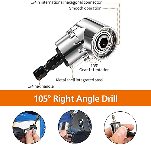 Universal Socket Wrench Tool and Flexible Drill Bit Extension Set, Bendable Drill Bit Extension, 1/4 3/8 1/2" Universal Socket Adapter Set, 105° Right Angle Drill Extension, Screwdriver Bit Kit