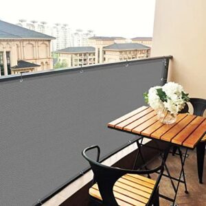 sunny guard 3'x10' dark grey balcony privacy screen fence, apartments railing screen heavy duty wind screen for outdoor,deck,backyard,patio