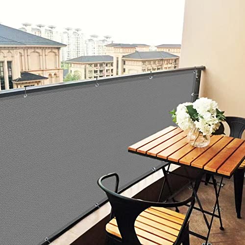 SUNNY GUARD 3'x10' Dark Grey Balcony Privacy Screen Fence, Apartments Railing Screen Heavy Duty Wind Screen for Outdoor,Deck,Backyard,Patio