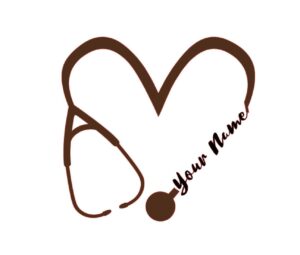 custom name nurse stethoscope vinyl decal - nursing bumper sticker, for tumblers, laptops, car windows - heartbeat ekg ecg medical design