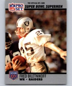 1990 pro set nfl football super bowl 160#45 fred biletnikoff oakland raiders official trading card of the national football league