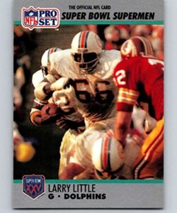 1990 pro set nfl football super bowl 160#66 larry little miami dolphins official trading card of the national football league