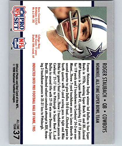 1990 Pro Set NFL Football Super Bowl 160#37 Roger Staubach Dallas Cowboys Official Trading Card of the National Football League