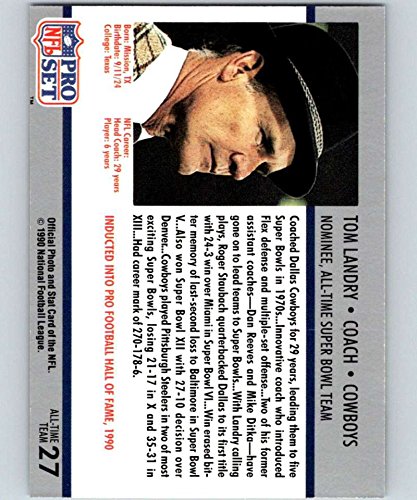 1990 Pro Set NFL Football Super Bowl 160#27 Tom Landry Dallas Cowboys CO Official Trading Card of the National Football League