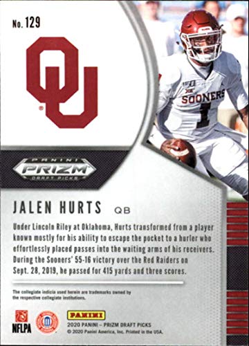 2020 Panini Prizm (NFL) Draft Picks #129 Jalen Hurts Oklahoma Sooners (NFL) Draft Picks RC Rookie Officially Licenced NCAA Collegiate and NFLPA Football Panini Panini Football Trading Card (Scan streaks are NOT on the Card Itself)