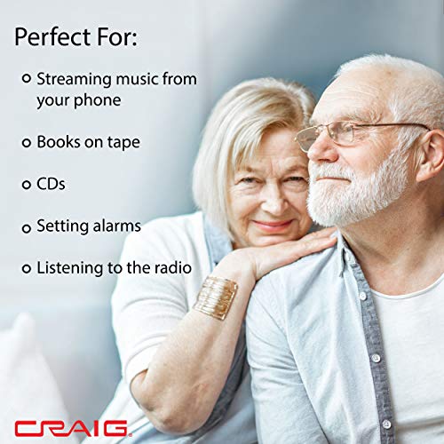 Craig CM427BT-SL 3-Piece Vertical CD Stereo Shelf System with AM/FM Radio, Bluetooth Wireless Technology & Remote Control in Silver | LED Display | Dual Alarm Clock with Snooze | AUX Port Compatible |