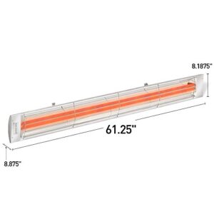 Infratech CD-6024 SS Stainless Steel 61.25” Dual Element Fixture 6000 Watt, 240 Volt, Stainless Steel