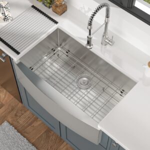 33 Inch Farmhouse Kitchen Sink - Mocoloo 33 Inch Stainless Steel Sink 16 Gauge Deep Single Bowl Undermount Apron Front Farm Sinks