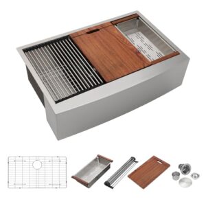 30 farmhouse sink workstation - mocoloo 30x22 inch farm sink apron front ledge workstation stainless steel 16 gauge single bowl deep kitchen sinks