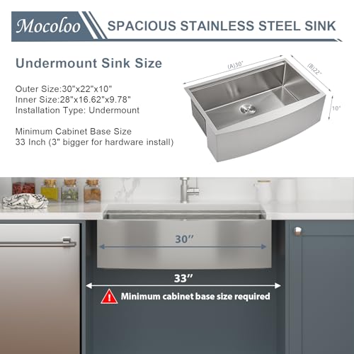 30 Farmhouse Sink Workstation - Mocoloo 30x22 Inch Farm Sink Apron Front Ledge Workstation Stainless Steel 16 Gauge Single Bowl Deep Kitchen Sinks