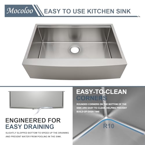 30 Farmhouse Sink Workstation - Mocoloo 30x22 Inch Farm Sink Apron Front Ledge Workstation Stainless Steel 16 Gauge Single Bowl Deep Kitchen Sinks