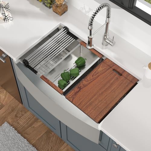 30 Farmhouse Sink Workstation - Mocoloo 30x22 Inch Farm Sink Apron Front Ledge Workstation Stainless Steel 16 Gauge Single Bowl Deep Kitchen Sinks