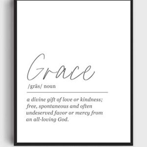 GRACE Definition Wall Art - 11x14 UNFRAMED Print - Black and White Minimalist, Dictionary-Style Quote Typography Decor. A Great Inspirational, Spiritual Gift