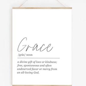 GRACE Definition Wall Art - 11x14 UNFRAMED Print - Black and White Minimalist, Dictionary-Style Quote Typography Decor. A Great Inspirational, Spiritual Gift