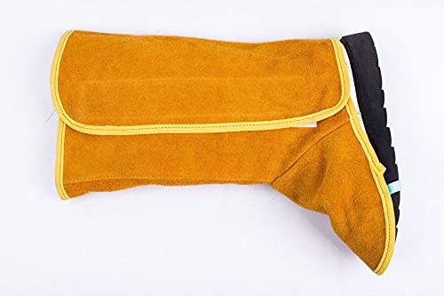 Leather Welding Spats, Fire Resistant Welding Boot & Shoes Covers, Heat and Abrasion Resistant Welder Working Protective Foot Covers, Welding Safety Shoes Protectors, Welding Gaiters (Yellow)