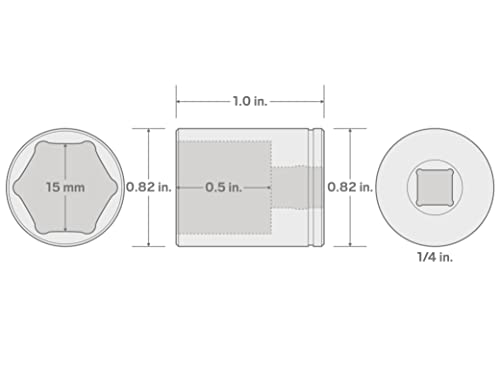 TEKTON 1/4 Inch Drive x 15 mm 6-Point Socket | SHD02115