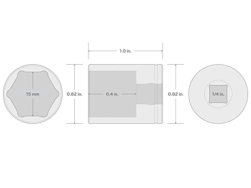 TEKTON 1/4 Inch Drive x 15 mm 6-Point Socket | SHD02115