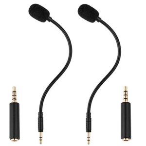 smays 3.5mm microphone replacement for pc, gaming headset turtle beach, laptop, computer, pdp afterglow ag6, gopro insta360 one rs camera - external mic plug-in gooseneck, 2-pack