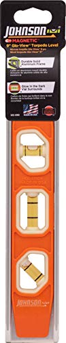 Johnson Level & Tool 1435-0900 Magnetic Glo-View Torpedo Level, 9", Orange, 1 Level